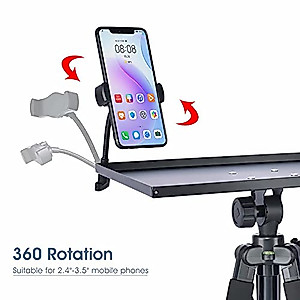 Klvied Universal Projector Tripod Stand - Laptop Tripod Stand with Removable Mouse Tray and Gooseneck Phone Holder, Laptop Floor Stand Adjustable 17.6 to 51.4 Inch, Projector Stand for Stage, Studio