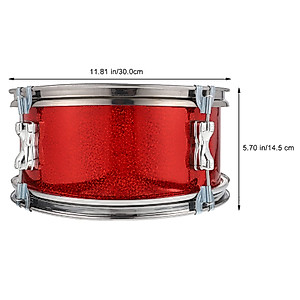 Generic Kid Hand Drum 11 Inch Marching Snare Drum Set Children Snare Drum Performance Drum with Adjustable Strap Wooden DrumSticks Gloves, Bright Red Wood Drum Toy Set