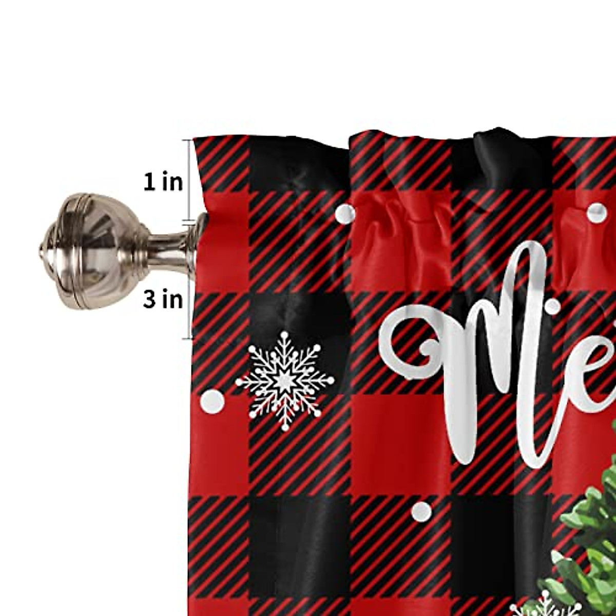 Xmas Tree Curtains Valance for Bedroom Living Room, Christmas Snowman Window Curtains & Drapes Rod Pocket Snowflake Winter Snowy Valances for Kitchen Window Curtains Over Sink 54 x 18in,1 Panel