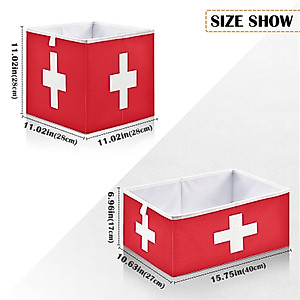 Switzerland Flag Vector Graphic Rectangle Swiss Storage Basket Bin Toys Storage Box Cloth Shelf Basket Nursery Kids Bedroom Home Decor 15.74x10.62x1.69 in
