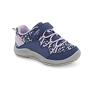 OshKosh B'Gosh Girls Cycla Sneaker, Navy/Lilac, 7 Toddler