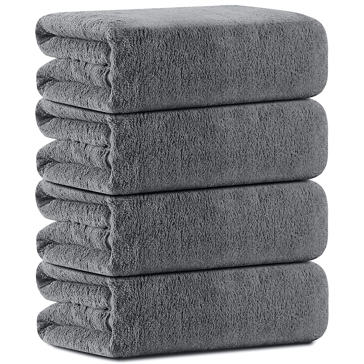 Oversized Bath Towels Set of 4, Dark Gray Extra Large Bath Sheets Towels for Adults 35x70in, Ultra Soft Bathroom Towels Microfiber Quick Dry Towel Absorbent Shower Towels For Spa Camping Beach Fitness