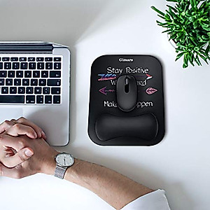 Gimars Large Gel Memory Foam Ergonomic Mouse Pad Wrist Rest Support - Positive Life Theme Mousepad for Laptop, Computer, Gaming, Office - Comfortable for Easy Typing and Pain Relief