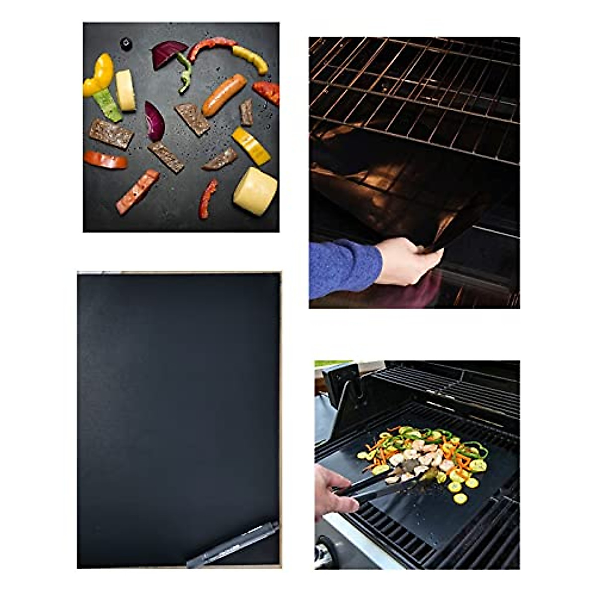 Grill Mat Set of 4, Oven Liners for Bottom of Electric Oven and Gas Oven Reusable Nonstick Oven Protector Liner Heat Resistant Grill Mats for Outdoor Grill 16.25 x 23 inch