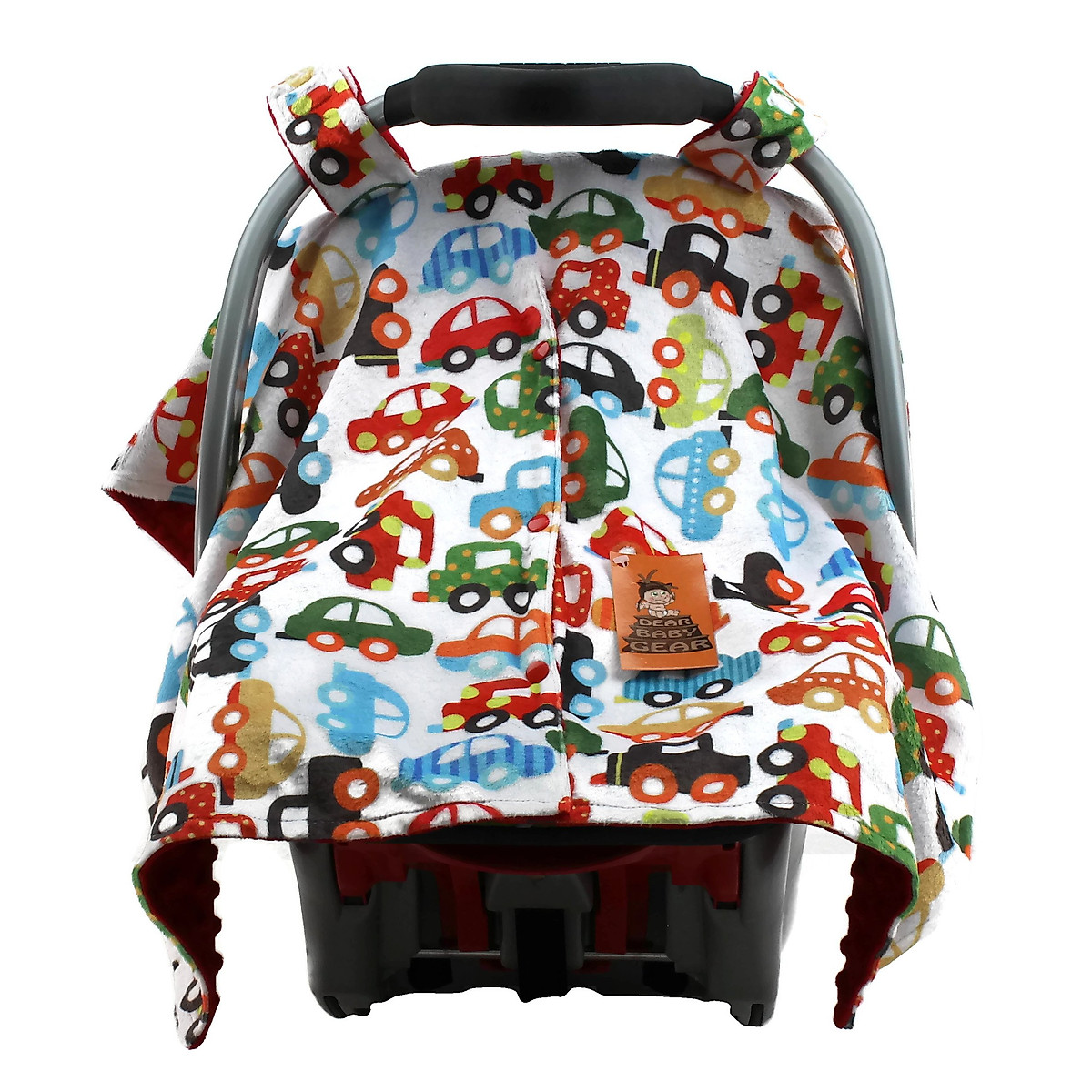 Dear Baby Gear Car Seat Canopy - Infant Car Seat Cover for Maximum Protection and Style - Soft and Breathable - Carseat Canopies for Boys and Girls - Color Fun Automotives/Red Dot, 40" x 30"