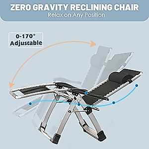 Slsy Zero Gravity Chair, Reclining Lounge Chair with Removable Cushion & Tray for Indoor and Outdoor, Patio Recliner Folding Reclining Chair