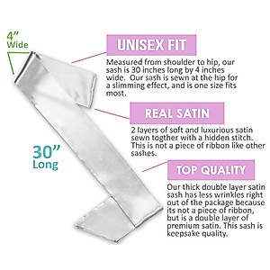Bride To Be Sash White - Premium BRIDAL GRADE SATIN Silver Sparkle Diamond Bride To Be BRIDAL GRADE Satin Sash - White Sash(SlvDiaB2B)