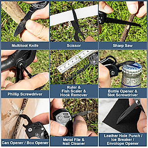 Bovgero Multitool Knife, 16 in 1 Pocket Knife, Handmade Multi Tool Knife, Gift for Men boyfriend dad him husband, Black