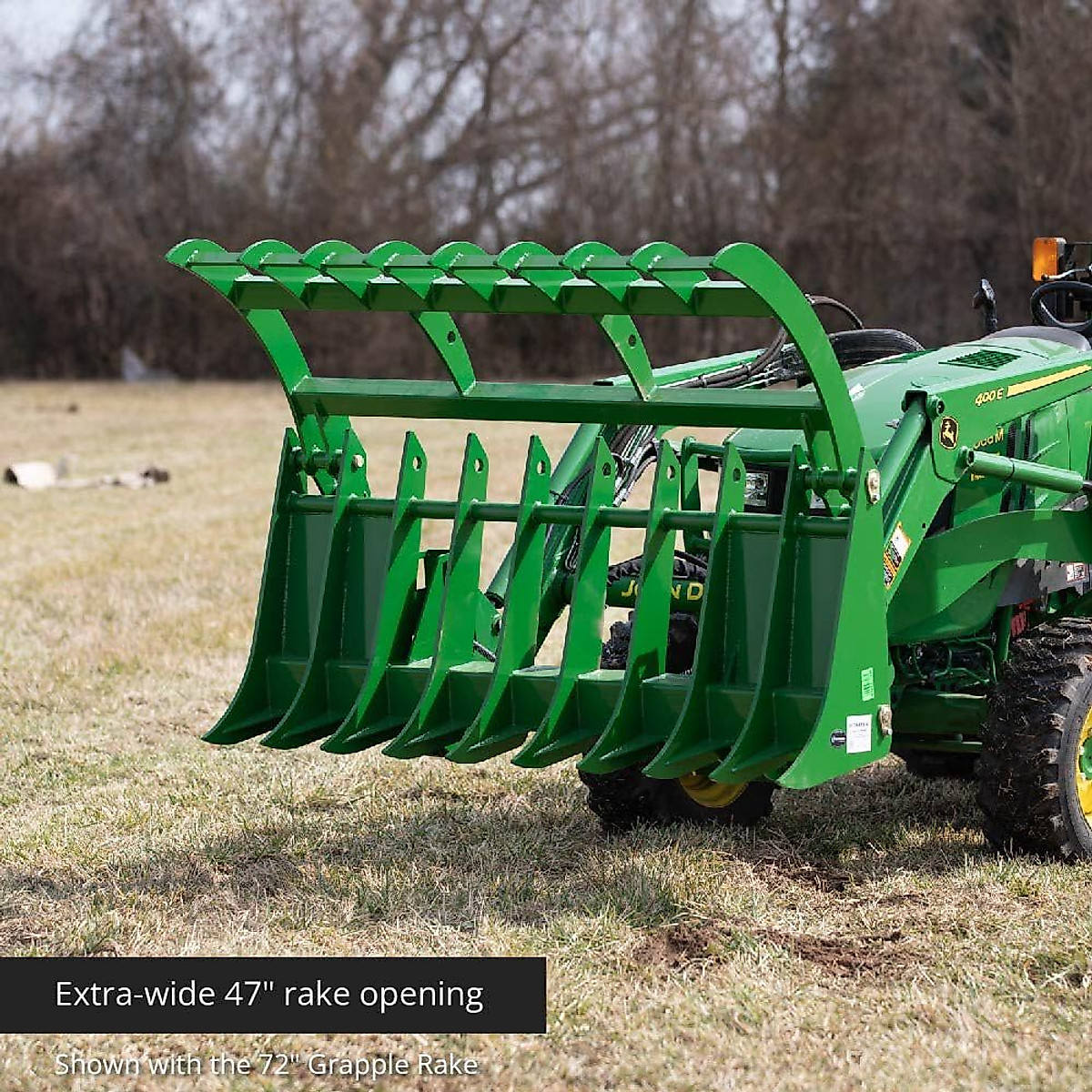 Titan Attachments 60" Root Grapple Rake Attachment Fits John Deere Loaders, Hook and Pin Connection
