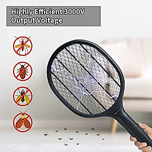 Night Cat Electric Fly Swatter Racket Bug Zapper Indoor Mosquito Killer USB Rechargeable Lightweight Double Layers Protection