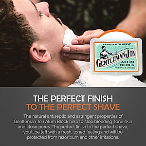 Gentleman Jon 3.7 Ounce Alum Block in Plastic Case | Upgrade Your Shave - Soothing Aftershave Solution for Shaving Razor Burn Relief - Travel Friendly Durable Plastic Case Included