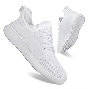 Flysocks Slip On Sneakers for Women-Fashion Sneakers Walking Shoes Non Slip Lightweight Breathable Mesh Running Shoes Comfortable All White 9