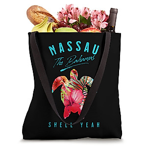 Nassau The Bahamas Tropical Hibiscus Flowers Sea Turtle Tote Bag