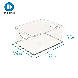 iDesign Recycled Plastic Cabinet and Pantry Storage Bin with Integrated Handles – 10” x 8” x 5”, Clear Bin