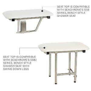 Seachrome P-B180135-NW Replacement Cushion Shower Seat Top Only, White