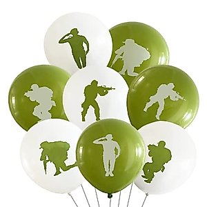 40PCS Patriotic Soldier Balloons,Veterans Day Memorial Day Independence Day Deployment Returning Back Military Army Retirement Party Birthday Party Decor