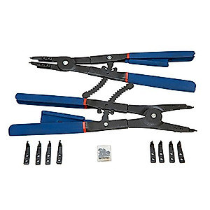 8MILELAKE 16 Inches Heavy Duty Snap-Ring Pliers External and Internal Pliers, Straight, 45°, 90° Tips