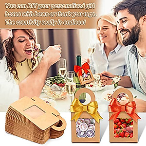 36 Pieces Kraft Paper Wine Bottle Boxes with Window for Gifts, Hanging Foldable Empty Gift Boxes Charcuterie ​Boxes for Champagne Wine Bottles