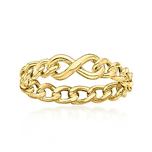 Ross-Simons RS Pure Italian 14kt Yellow Gold Infinity Symbol Curb-Link Ring. Size 6