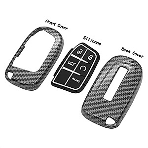 TANGSEN Smart Key Fob Case Cover Compatible with Chrysler 200 300 Dodge Challenger Charger Dart for Jeep Cherokee Compass Grand Cherokee SRT Hellcat Silicone Rubber Luminous Black