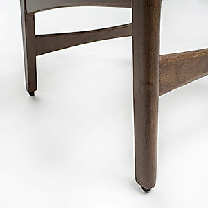 GDFStudio Helen Fabric Natural Wood Finish Counter Chair (Set of 2) (Light Beige/Walnut)