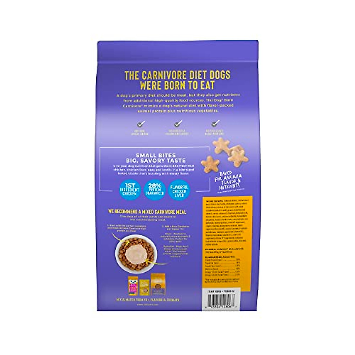 Tiki Dog Born Carnivore for Dogs, Savory Chicken, Peas & Lentils Recipe, Grain Free Baked Kibble for Maximum Nutrition, For Adult Dogs and All Size Breed Dogs, 3.5 lbs Bag
