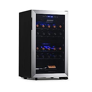 NewAir Wine Cooler and Refrigerator | 28 Bottle Capacity | Freestanding/Built-in Countertop Wine Cellar in Stainless Steel with UV Protected Glass Door NWC028SS01