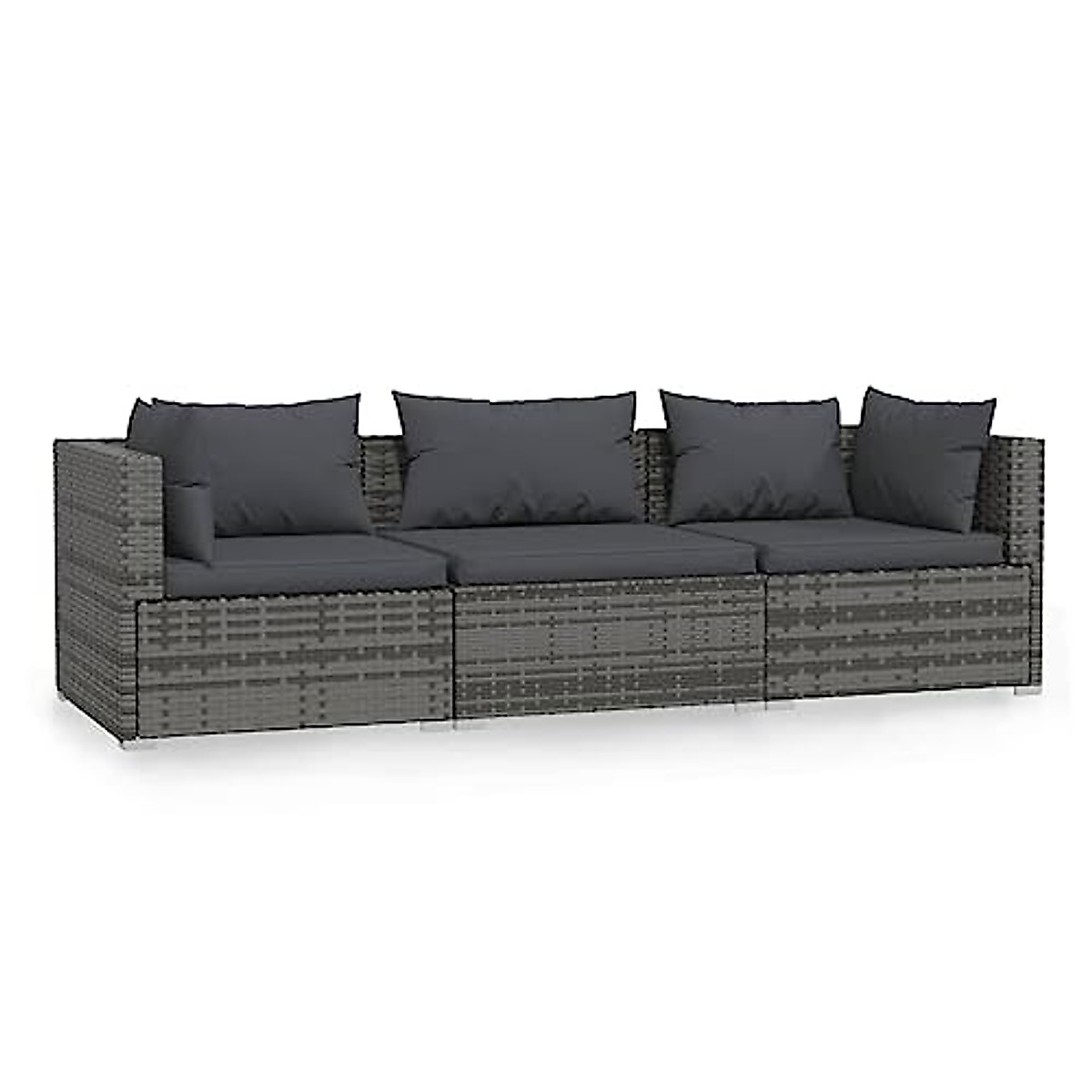 CIADAZ Wicker Patio Furniture 3 Piece with Cushions Gray Poly Rattan Outdoor Patio Furniture Front Porch Furniture Outdoor Patio Set Patio Furniture Sets