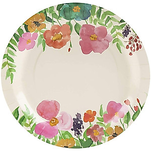 Juvale 80 Pack Disposable Watercolor Floral Party Plates, 9 Inches, Ideal for Tea Parties, Weddings, Bridals, Baby Showers, Outdoor Lunch
