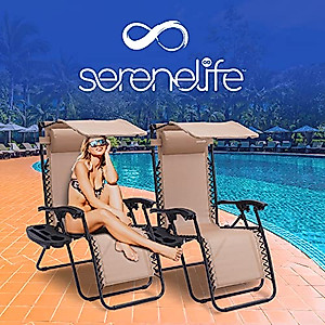 SereneLife Zero Gravity Lounge Chair, One Size, Cream