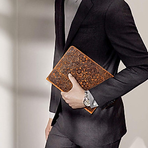 Gexmil Leather Case for iPad 10.2 Inch, 9th/8th/7th Gen,Cowhide Folio Cover for iPad 2021/2020/2019, Genuine Leather case, Auto Wake/Sleep,Adjustable Stand,Floral Brown