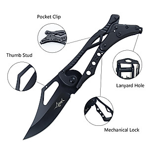 XIPHIAS Mechanical Creativity Pocket Folding Knife，9CR18 Steel Blade - 8.5" Total