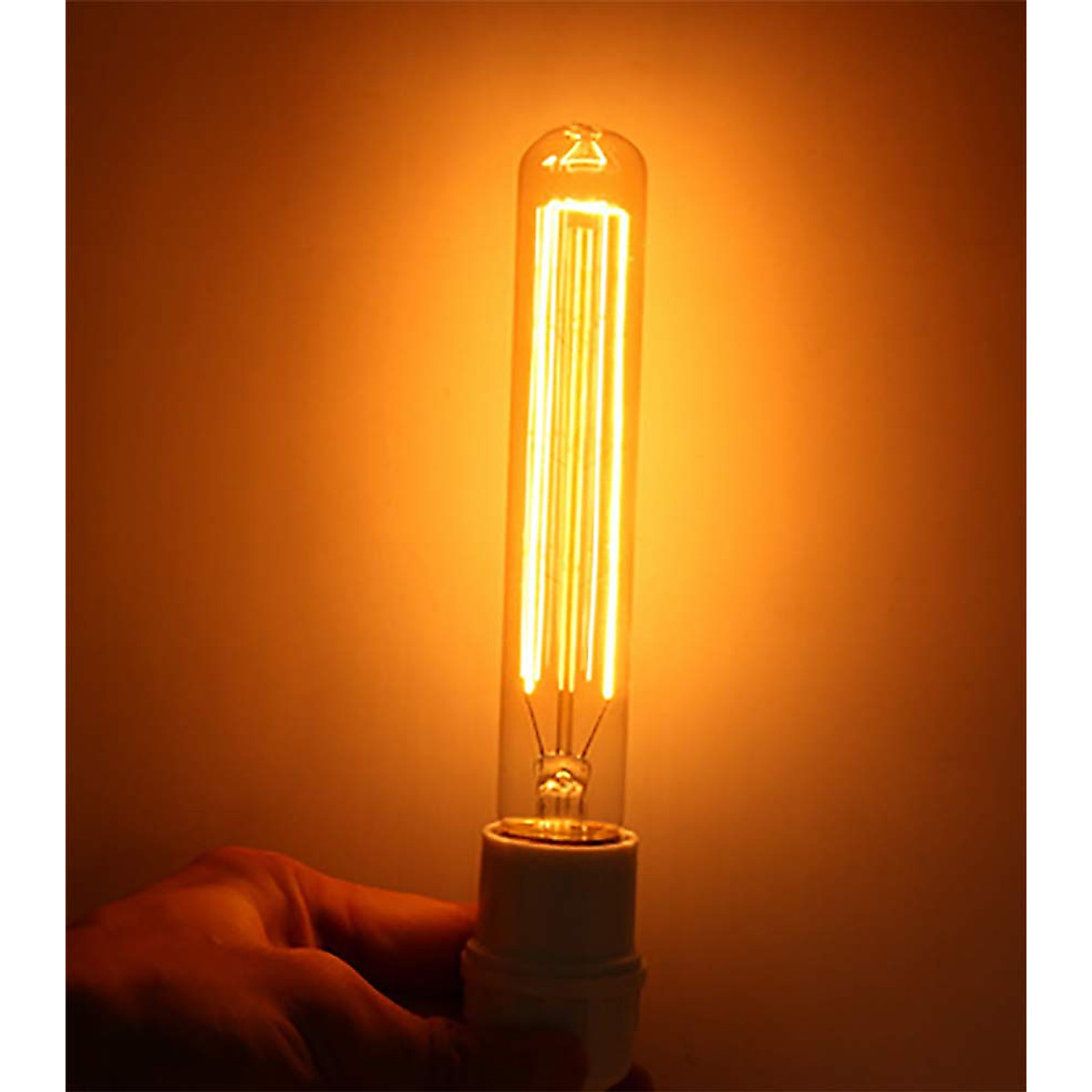 E26 40W Vintage Light Bulb T9/T185 Antique Filament Lamp T10/T30 Long Tubular Bulb Retro Amber Incandescent Light for Chandelier Pendant Industrial Hanging Light 2200K Warm White AC 110V Pack of 4