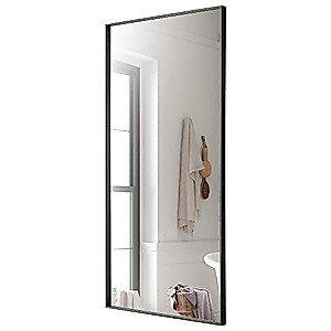 Bonverre 27 x 40 Inch Rectangle Wall Mirror, Aluminum Frame Rectangular Mirror for Bathroom, Vanity, Bedroom, Living Room, Entryway, Wall Mounted Horizontal or Vertical, Black
