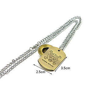 MEETCUTE Anime One Piece Luffy Skeleton The Straw Hat Pirates Rope Chain Pendant Necklace Cap Cosplay for Boys Men