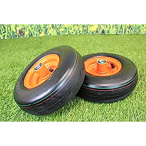 (Set of 2) 11x4.00-5 Tires & 5.25 Kubota Orange Wheels 4 Ply for Lawn & Garden Mower