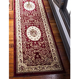 Unique Loom Versailles Collection Traditional Classic Medallion Motif Area Rug (2' 7 x 10' 0 Runner, Burgundy/ Ivory)