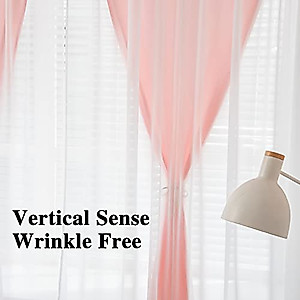GY Nursery Curtains Catarina Layered Solid Blackout and Sheer Window Curtain Panel Pair for Kids/ Girls Bedroom Living Room Nursery, Blush Pink, 42x63 Inch, Set of 2 Panels