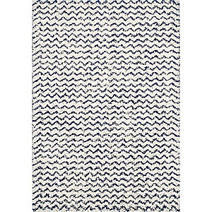 nuLOOM Cuellar Chevron Shag Area Rug, 4' x 6', Navy