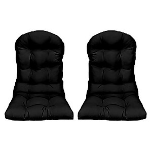 RSH Décor Indoor Outdoor Tufted Adirondack Patio Chair Seat Pillow Cushion - Choose Color (2 Solid Black)