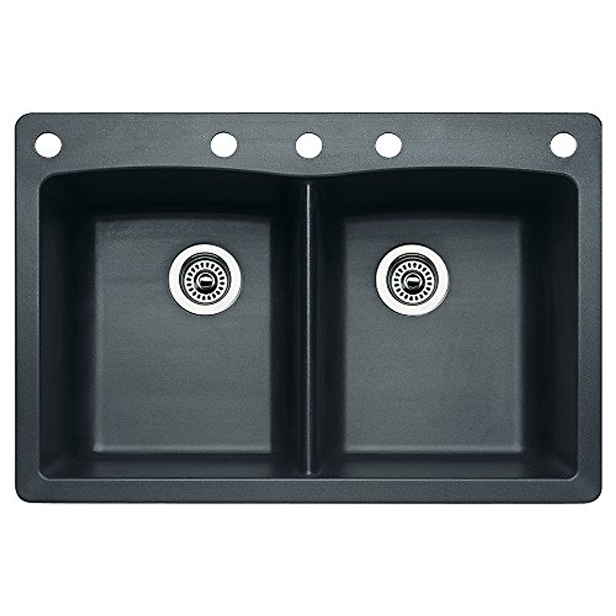 Blanco 440220-5 Diamond 5-Hole Double-Basin Drop-In or Undermount Granite Kitchen Sink, Anthracite