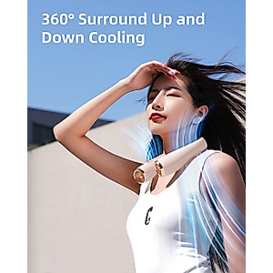 OTUOER Upgraded Neck Fan, 3 Speeds Strong Wind Neck Coolers for Extremely Hot Weather, 4000 mAh High-Capacity Rechargeable Portable Fan for Sport, Office, Home, Outdoor, Travel