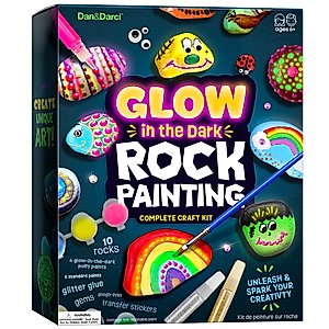 Kids Rock Painting Kit - Glow in The Dark - Arts & Crafts Easter Gifts for Boys and Girls Ages 6-12 - Craft Activities Kits - Creative Art Toys for 6, 7, 8, 9, 10, 11 & 12 Year Old Kids
