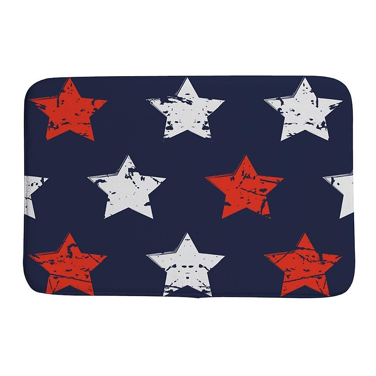 ZHONGJI Non-Slip Bath Mat Bath Rug ﻿Hand Drawn Stars Blue Red White Memory Foam Soft Rubber Back Floor Mats Dry Fast Machine Washable Hotel Bathroom 36 x 24 Inch