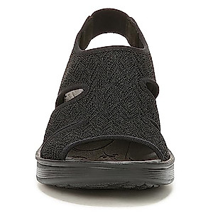 BZees Womens Daytona Slip-on Wedge Sandal, Black, 9 Wide US