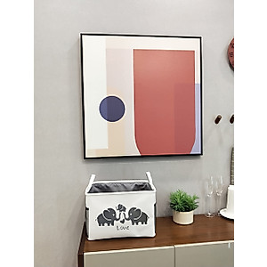 HIYAGON 2 Pack Rectangular Storage Basket,Canvas Toys Storage Bin Organizer,Large Storage Box with Sides Mesh pockets for Home,Shelves,Closet,Bedroom(2 Love Elephants)