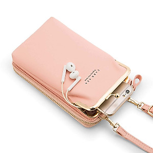 Womens Crossbody Bag Cellphone Shoulder Purse Wallet Clutch Handbag Travel Fashion Leather Phone Case Pocket Holster Messenger Pouch for iPhone 11 pro 8 Plus Xs Max X Xr 7/6 Plus Samsung S10+ (Black)