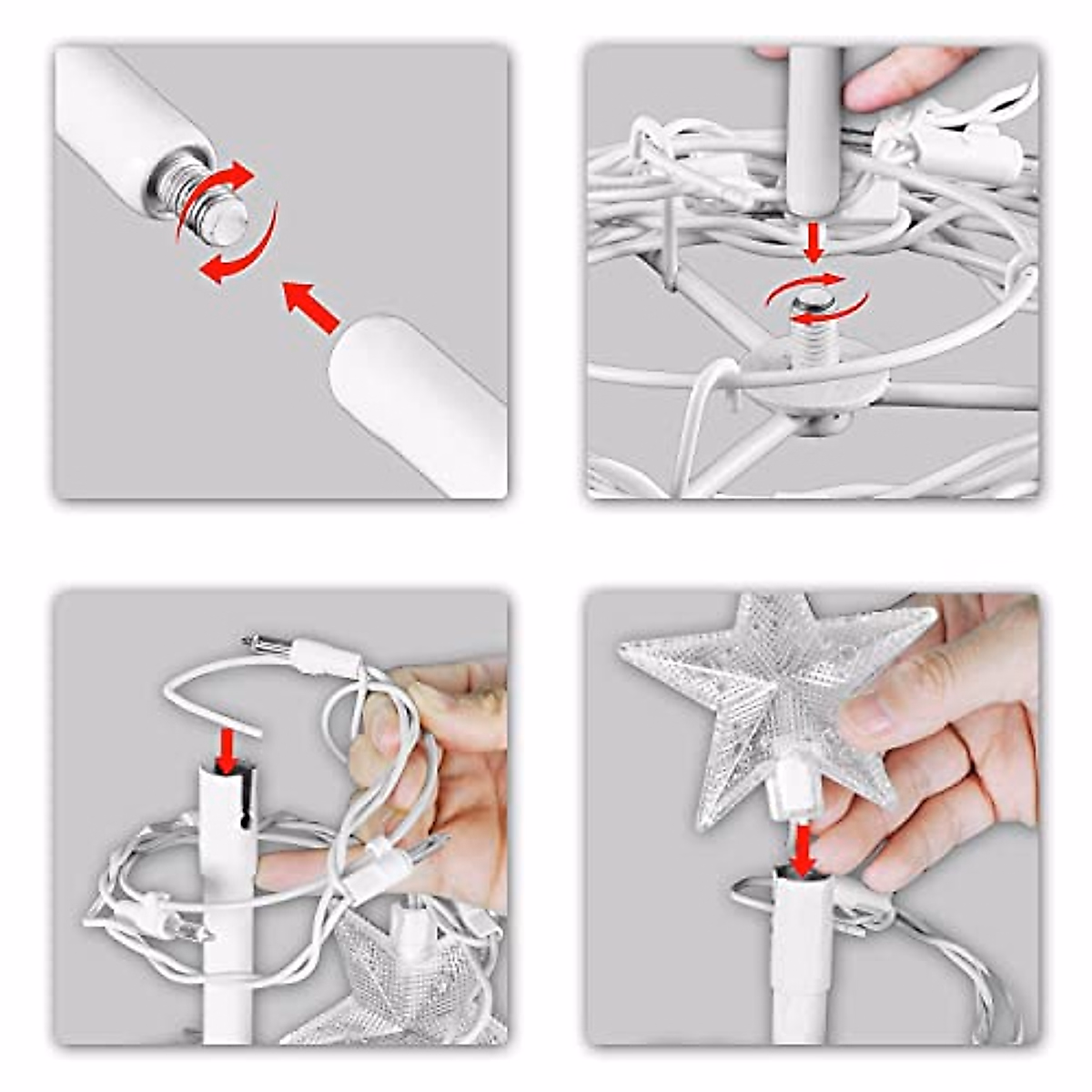 Joiedomi 4 Pack 18" Spiral Christmas Tree Pathway Light, 100 Count Warm White Waterproof Pathway Yard Stake for Christmas, Garden, Lawn, Indoor Outdoor Holiday Decoration