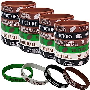 36 PCS Football Motivational Rubber Bracelets - Super Bowl Sports/Football Birthday Party Favors Supplies Decorations Gifts Prize Silicone Wristbands