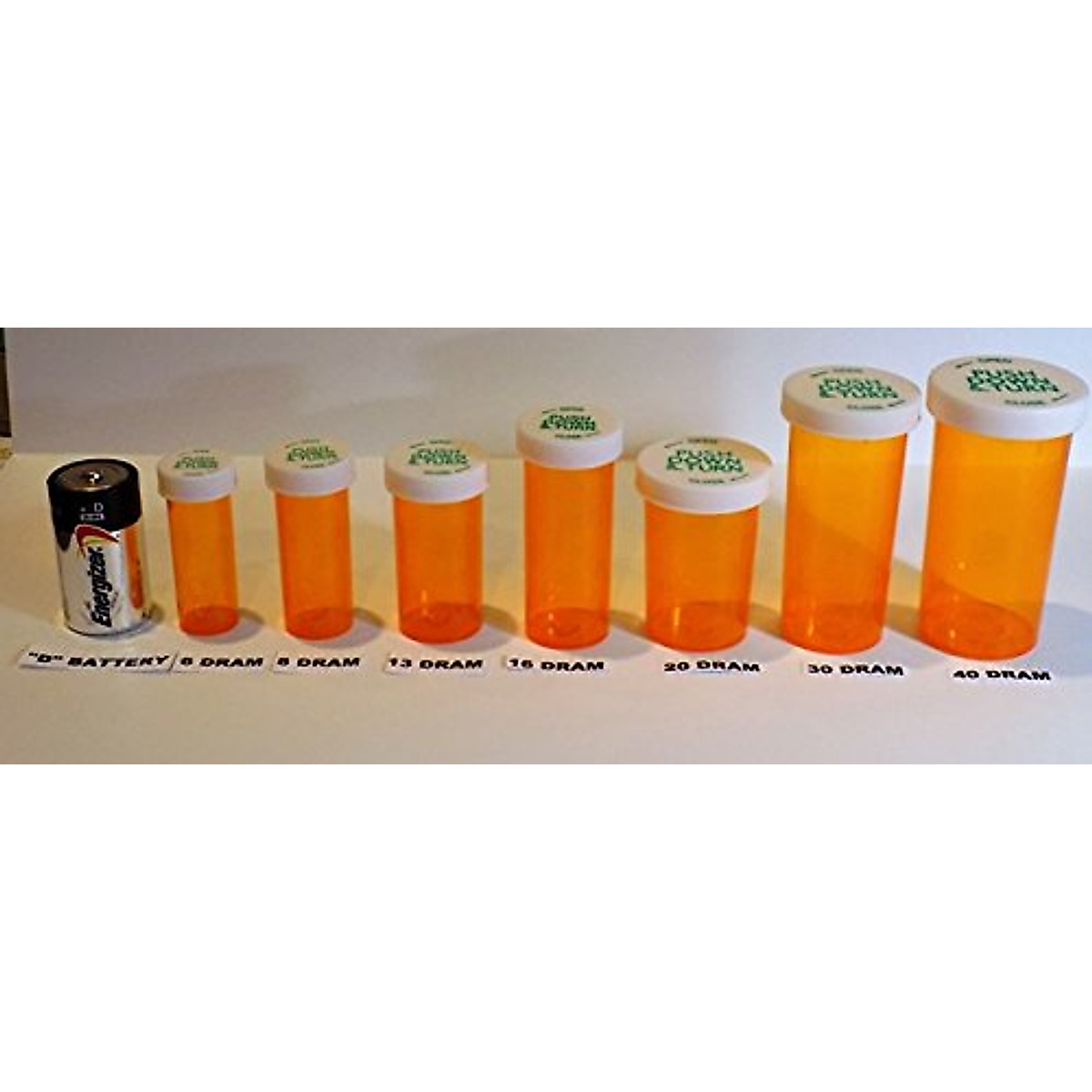 Plastic Prescription Vials/Bottles 50 Pack w/Caps Larger 13 Dram Size-New